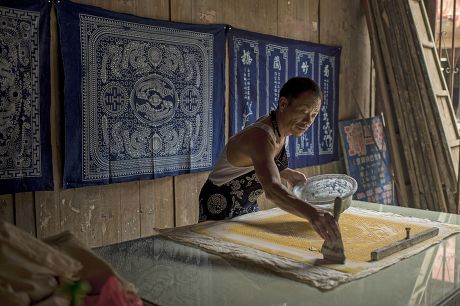 The art of hand dyeing patterned cloth, Shaoyang, China - 2014 Stock ...
