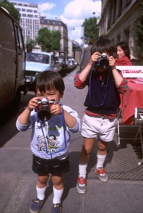 Two Japanese Boys Toy Cameras Editorial Stock Photo - Stock Image ...