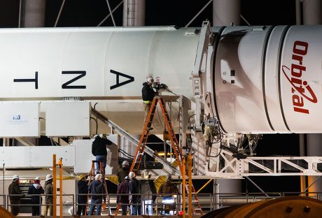 Workers Seen They Prepare Orbital Sciences Editorial Stock Photo ...