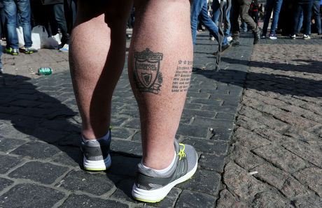Liverpool Fan Tattoo On His Leg Editorial Stock Photo - Stock Image ...