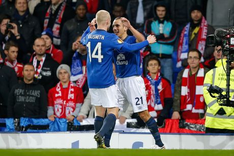 Leon Osman Everton Celebrates Steven Naismith Editorial Stock Photo ...