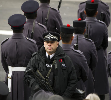 Armed Policeman Stands Guard Next Soldiers Editorial Stock Photo ...