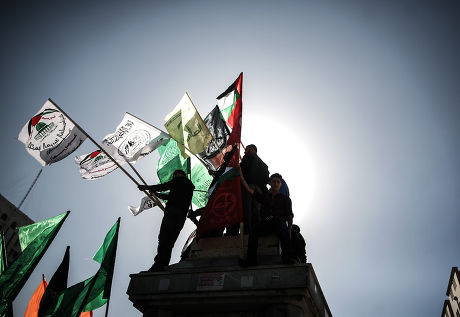 Members Palestinian Factions Hold National Flags Editorial Stock Photo ...