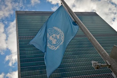 Un Flag Flies Halfmast Un Headquarters Editorial Stock Photo - Stock ...
