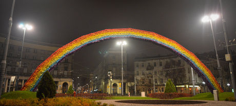 Tecza Floral Rainbow Arch Art Installation Editorial Stock Photo ...