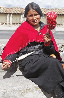 Young Salasaca Indian Woman Spindle Salasaca Editorial Stock Photo ...