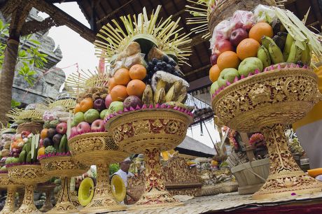 Sacrificial Offerings Fruit Temple Ceremony Pura Editorial Stock Photo ...