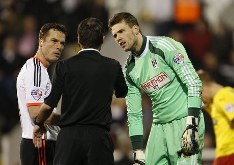 Referee Paul Tierney Talks Goalkeeper Marcus Editorial Stock Photo ...