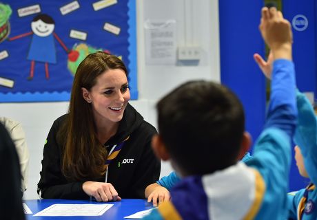 Catherine Duchess of Cambridge attends a Beaver Scout meeting at Old ...