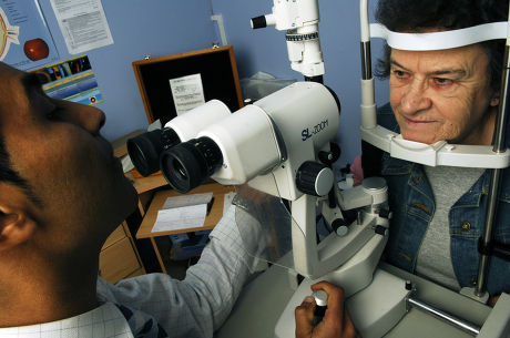 Optometrist Examines Patients Eye Slit Lamp Editorial Stock Photo ...