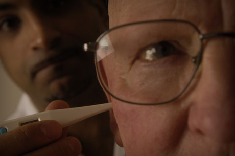 Clinician Takes Patients Aural Temperature Digital Editorial Stock ...