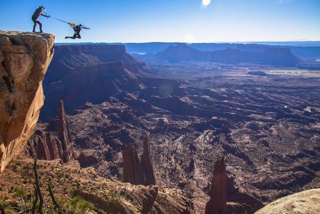 BASE jumping event at the Fisher Towers, Utah, America - 28 Dec 2014 ...