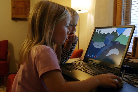 Young Children Playing Game On Computer Editorial Stock Photo - Stock ...