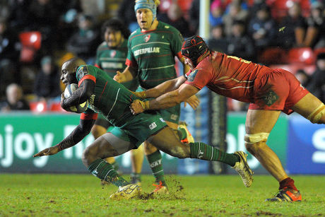 Leicesters Miles Benjamin On Break Tackled Editorial Stock Photo ...