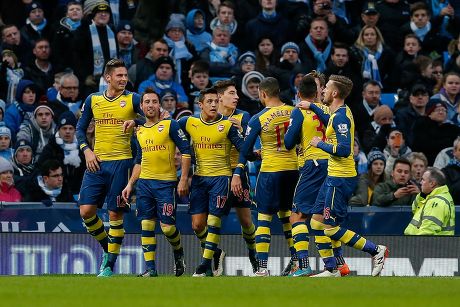 Santi Cazorla Arsenal 2l Celebrates Teammates Editorial Stock Photo ...