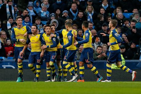Santi Cazorla Arsenal 2l Celebrates Teammates Editorial Stock Photo ...