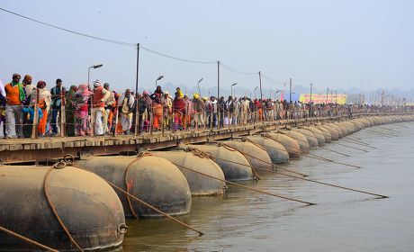 Devotees Crossing Temporary Pontoon Bridge On Editorial Stock Photo ...