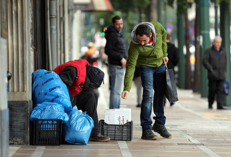 Homeless Man Stadiou Street Short Distance Editorial Stock Photo ...