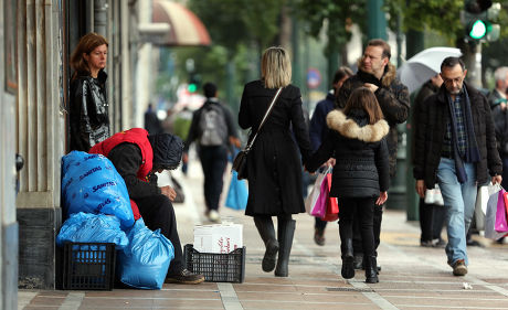 Homeless Man Stadiou Street Short Distance Editorial Stock Photo ...
