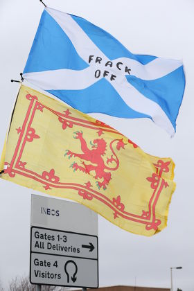 Scottish Saltire Flag Words Frack Off Editorial Stock Photo - Stock ...