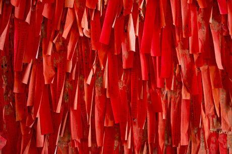 Red Luck Wishing Papers On Wall Editorial Stock Photo - Stock Image ...