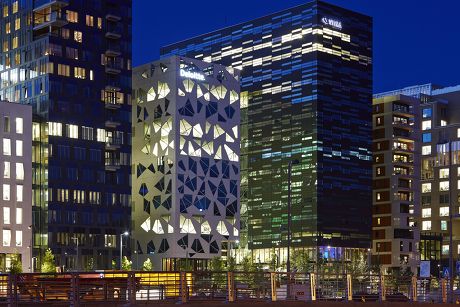 Barcode Project Buildings Night Oslo Norway Editorial Stock Photo ...