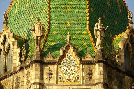 Statues On Zsolnay Tiled Roof Museum Editorial Stock Photo - Stock ...