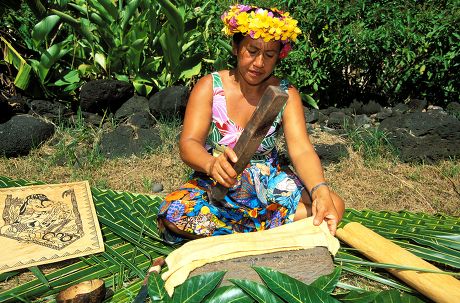 Making Tapa Cloth Omoa On Fatu Editorial Stock Photo - Stock Image ...
