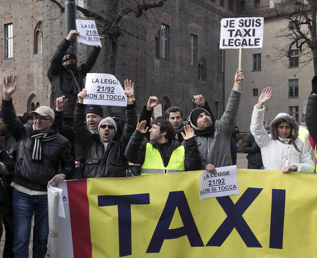 Taxi Drivers Protest Turin Editorial Stock Photo - Stock Image ...