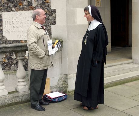 Man Peace Sign Talking Nun Editorial Stock Photo - Stock Image ...