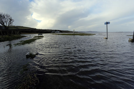 Super tide in the seaside village of Crofty, near Swansea, Wales - 23 ...