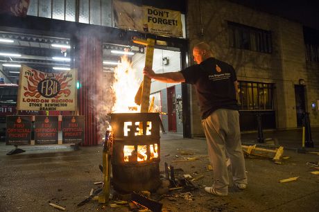 Firefighter Tends Brazier On Picket Line Editorial Stock Photo - Stock ...