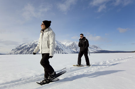 Model Released Young Woman Man Snowshoeing Editorial Stock Photo ...
