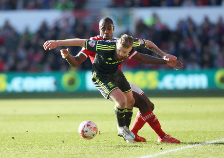 Middlesbroughs Adam Clayton Battles Nottingham Forests Editorial Stock ...