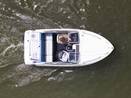 Young Man Steering Motor Boat Above Editorial Stock Photo - Stock Image ...