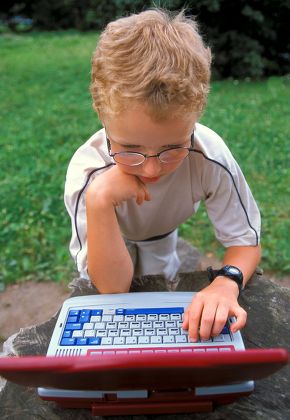 Model Released Boy Playing Toy Computer Editorial Stock Photo - Stock ...