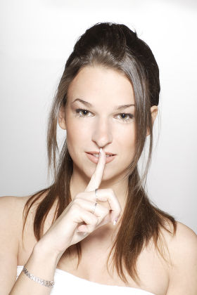 Model Released Young Woman Gesturing Silence Editorial Stock Photo ...