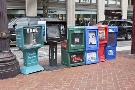 Newspaper Boxes On Side Road Portland Editorial Stock Photo - Stock ...