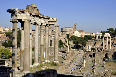 Pillars Temple Saturn Colosseum Santa Francesca Editorial Stock Photo ...