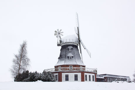 Snow Covered Windmill Restaurant Kluetzer Muehle Editorial Stock Photo ...
