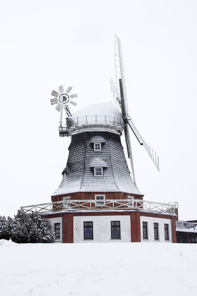 Snow Covered Windmill Restaurant Kluetzer Muehle Editorial Stock Photo ...
