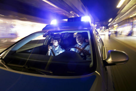 Police Patrol Car Driving Flashing Lights Editorial Stock Photo - Stock ...