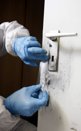 Fingerprints Being Made Visible Charcoal Powder Editorial Stock Photo ...
