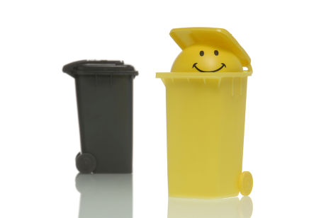 Smiley Looking Out Garbage Can Symbolic Editorial Stock Photo - Stock ...