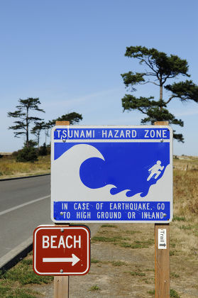 Sign Tsunami Warning Fort Worden State Editorial Stock Photo - Stock ...