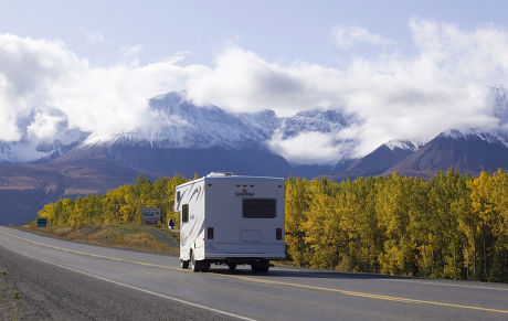 Recreational Vehicle Rv Driving Along Alaska Editorial Stock Photo ...