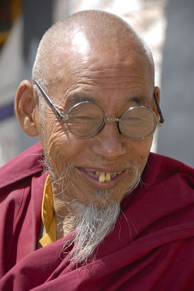 Tibetan Buddhism Portrait Joy Monk Glasses Editorial Stock Photo ...