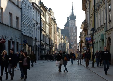 Busy Florianska Street Krakow Poland Editorial Stock Photo - Stock ...