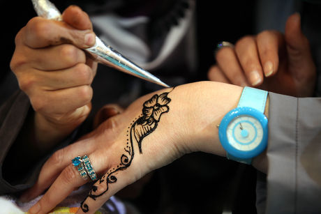 Palestinian Woman Shows Her Hand Painted Editorial Stock Photo - Stock ...
