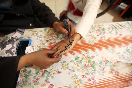 Palestinian Women Show Their Hands Painted Editorial Stock Photo ...